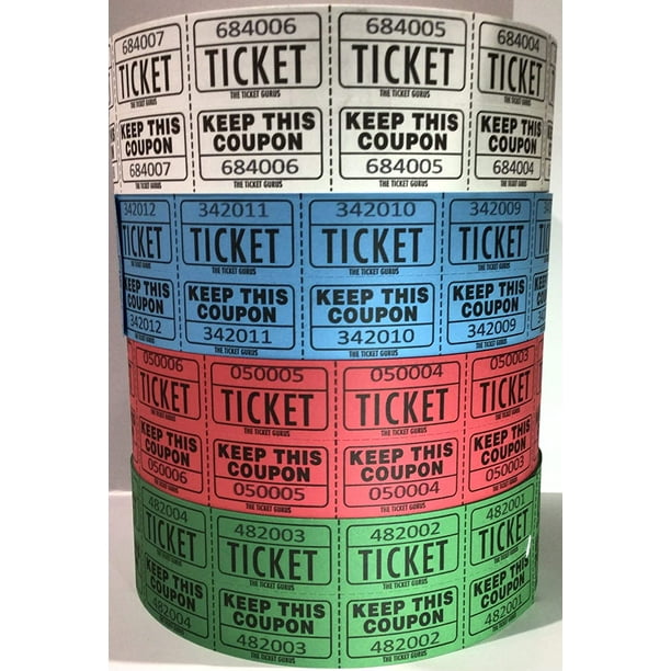 The Ticket Gurus Raffle Tickets - (4 Rolls of 2000 Double Tickets ...