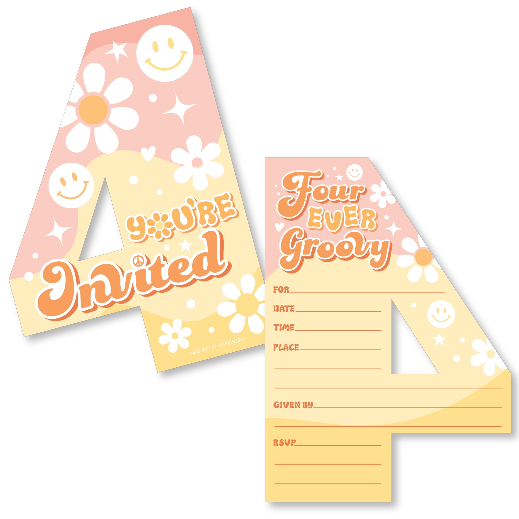 Big Dot of Happiness Four-Ever Groovy - Shaped Fill-In Invitations ...