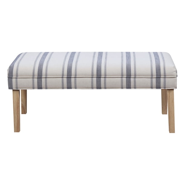 HomeFare Upholstered Bench in Cambridge Blue Stripe - Walmart.com