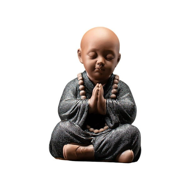 Mini Little Monk Ornaments Black Pottery Monk Crafts Buddhist Dolls ...