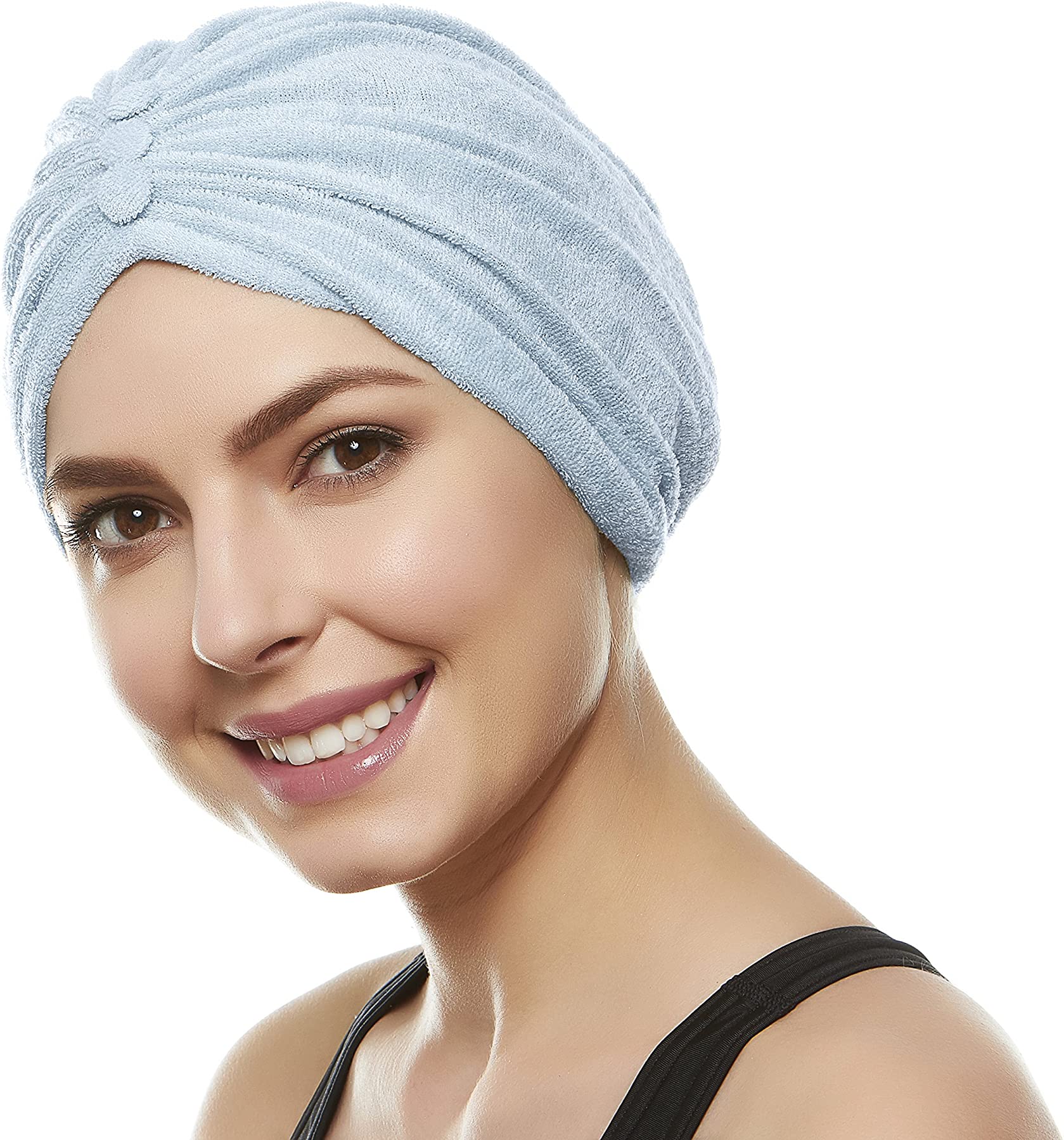 Hold'Eam Soft Terry Cloth Turban Head Cover Female - Light Blue (Adult ...