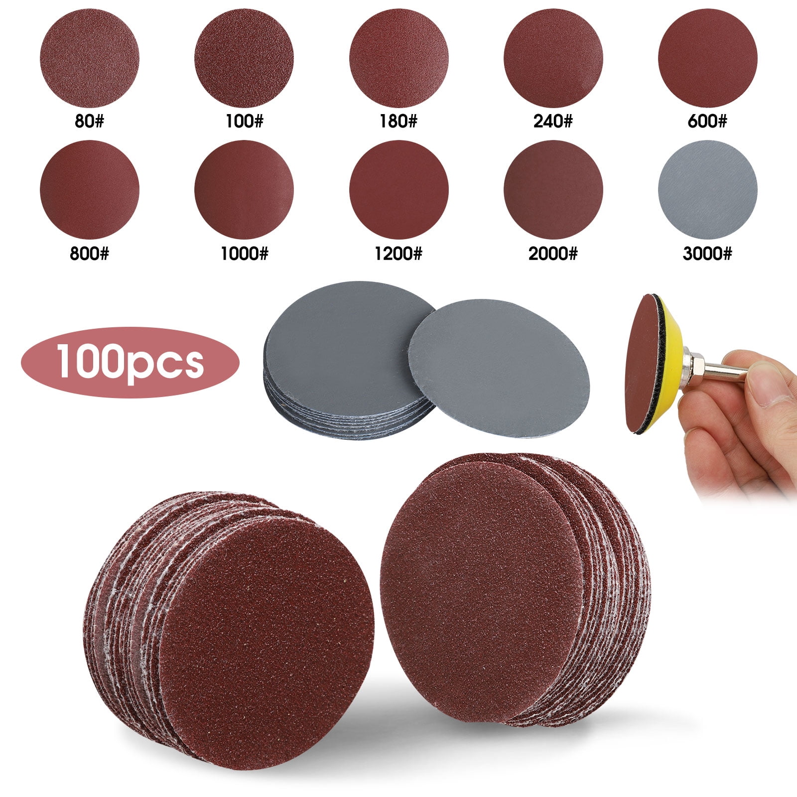 EEEkit 100pcs 2 Inches Sanding Discs Pad Kit For Drill Sander Drill