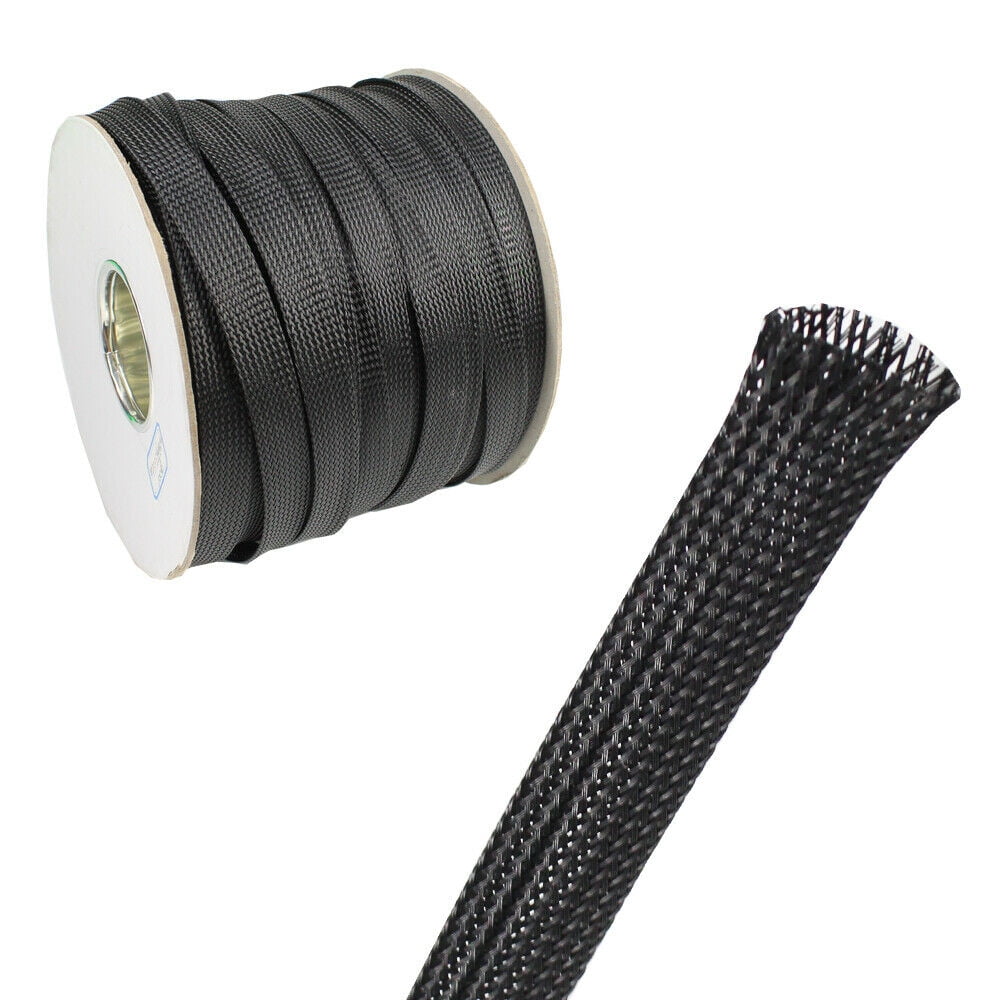 Braided Cable Sleeve Black Diameter expands up to 150% - Walmart.com