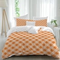 4 Piece Duvet Cover Set Queen, Autumn Orange Buffalo Lattice Soft ...