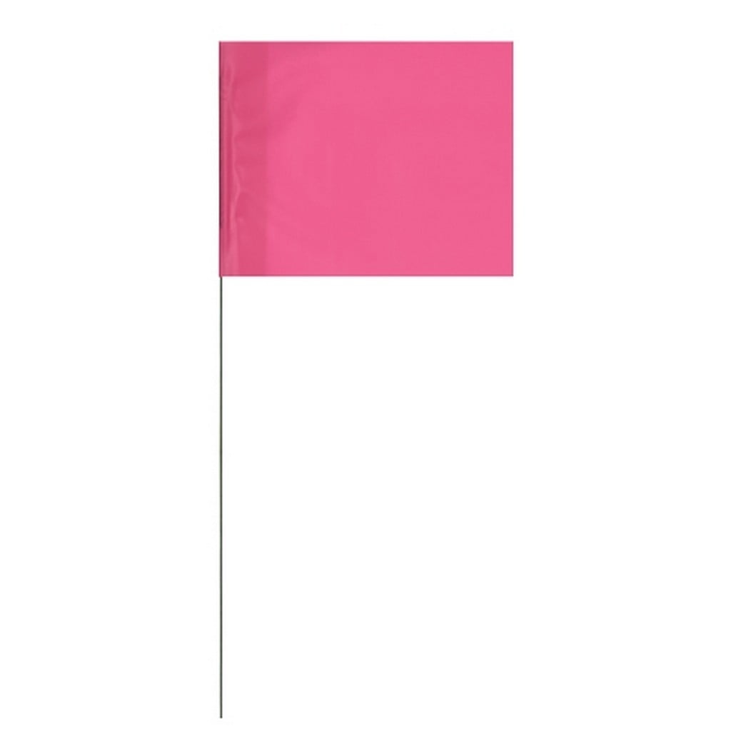 Marking Flags Fluorescent Pink 4" X 5" Flag With 21" Wire Staff (100 ...