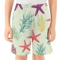BZSMCE Adjustable Drawstring Casual Shorts With Coral Starfish Green ...
