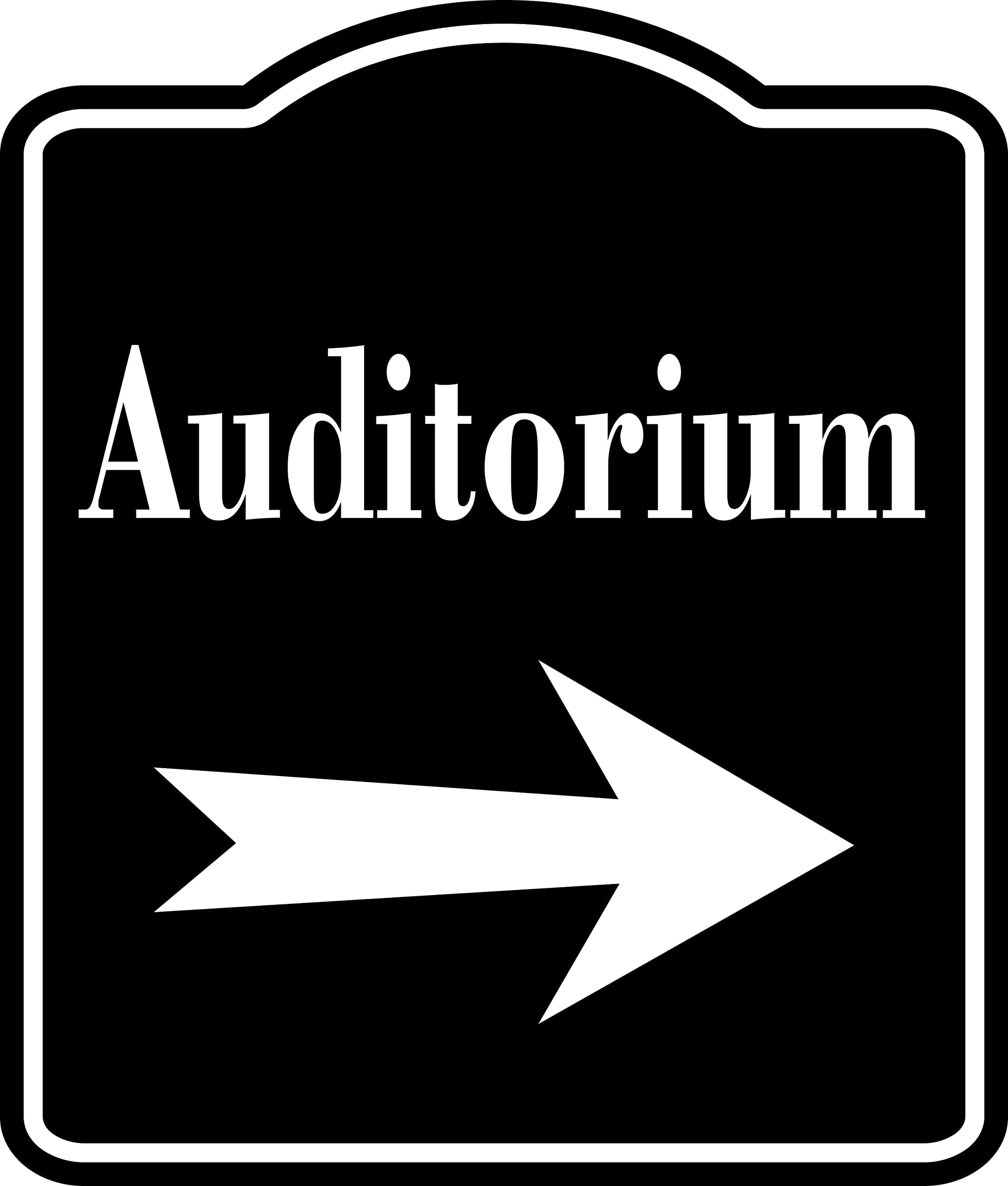 Auditorium Right Arrow BLACK SIGN Aluminum Composite Sign - Walmart.com
