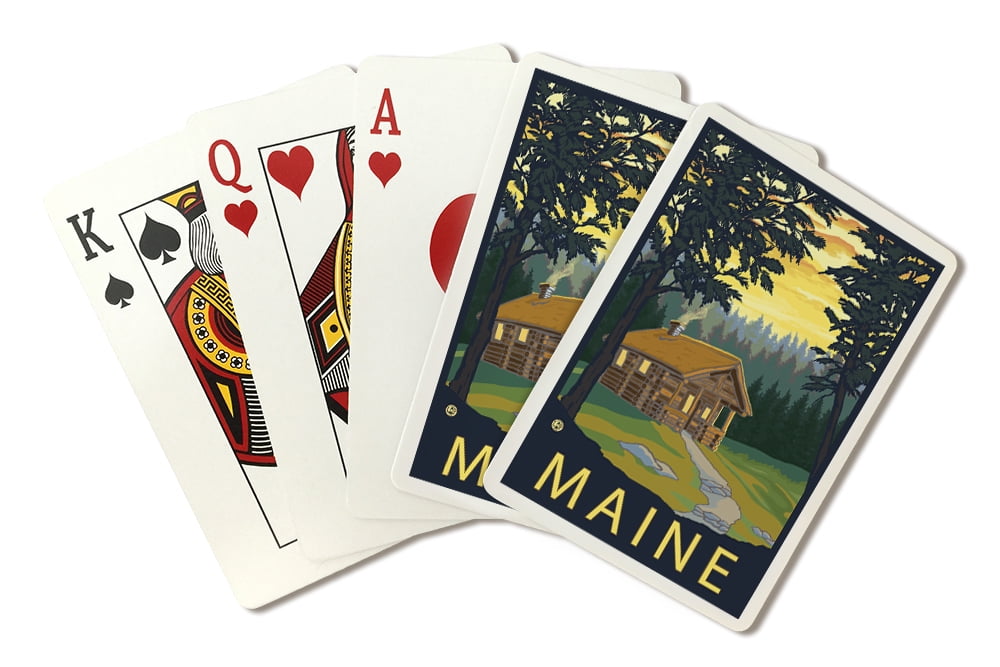 Cabin Scene, Maine, Lantern Press, Premium Playing Cards, 52 Card Deck ...