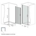 36"W x 72"H Half-Frame Pivot Shower Door, 1/4"(6mm) Tempered Glass w ...