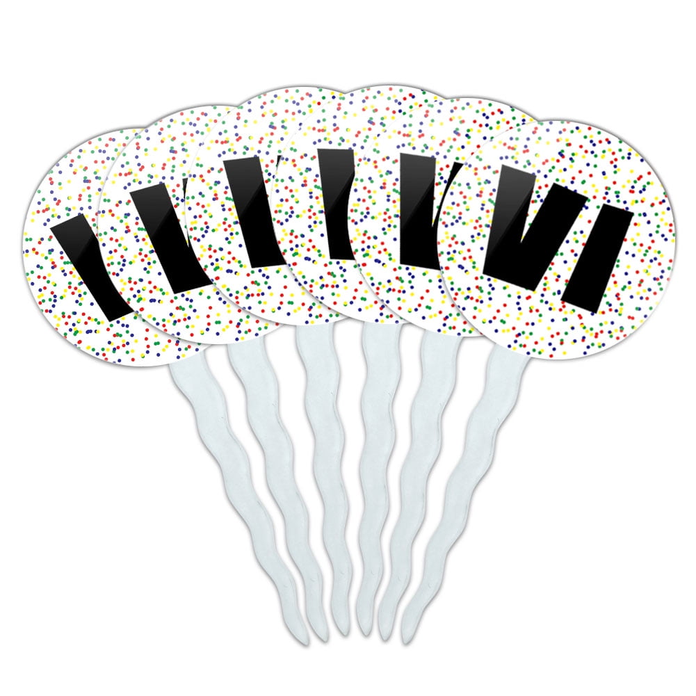 Vi Cupcake Picks Toppers - Set of 6 - Mutlicolored Speckles - Walmart.com