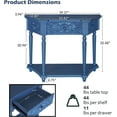 Blue Console Table with Drawer, Narrow Entryway Table with Embossed ...