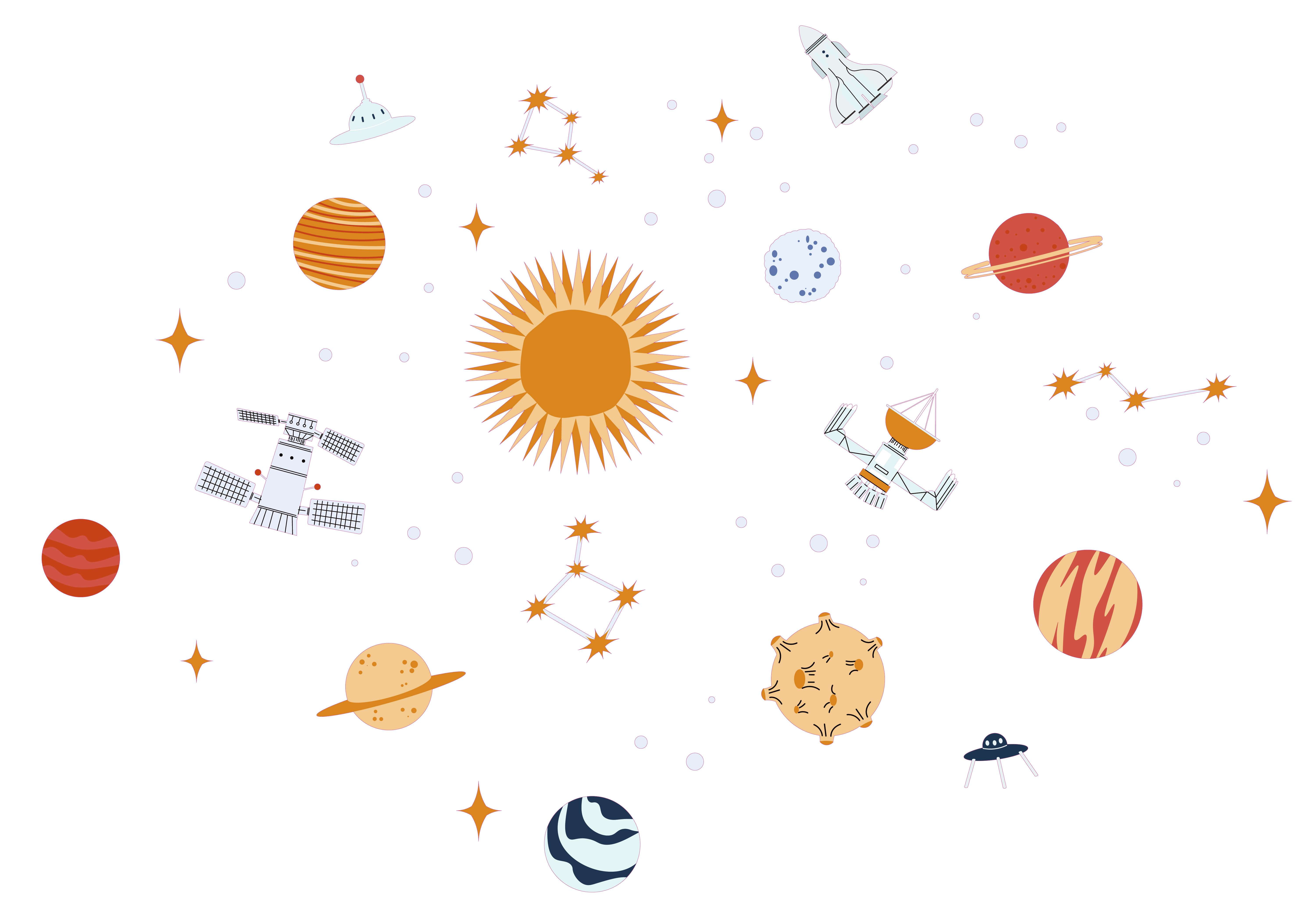 Educational Kids Design of Planets Spaceship Asteroid and Satellite ...