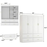 "FUFU & GAGA 4-Door Armoire, 63"" Wide Wardrobe Cabinet with Shelves ...