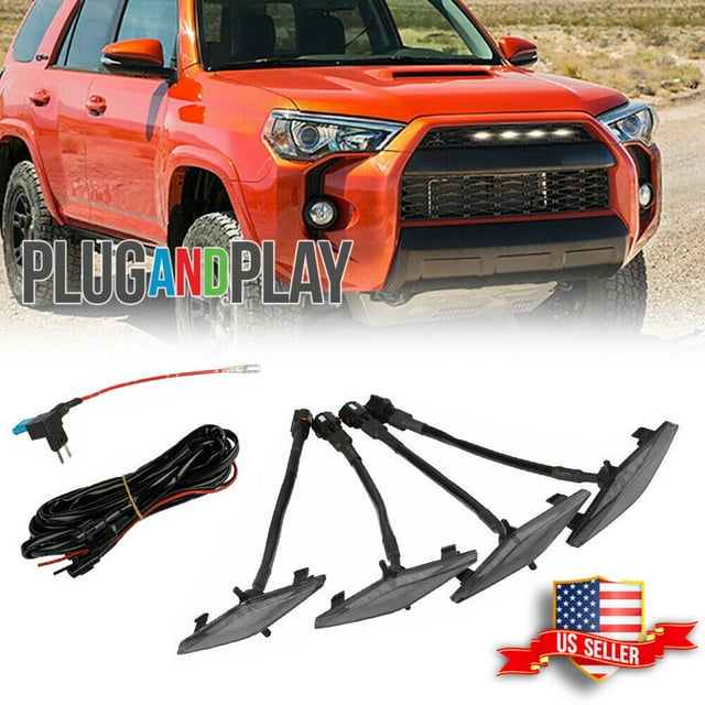 GTINTHEBOX 4PCS Black Lens White LED Front Grill Lights Lamps For 2014 ...