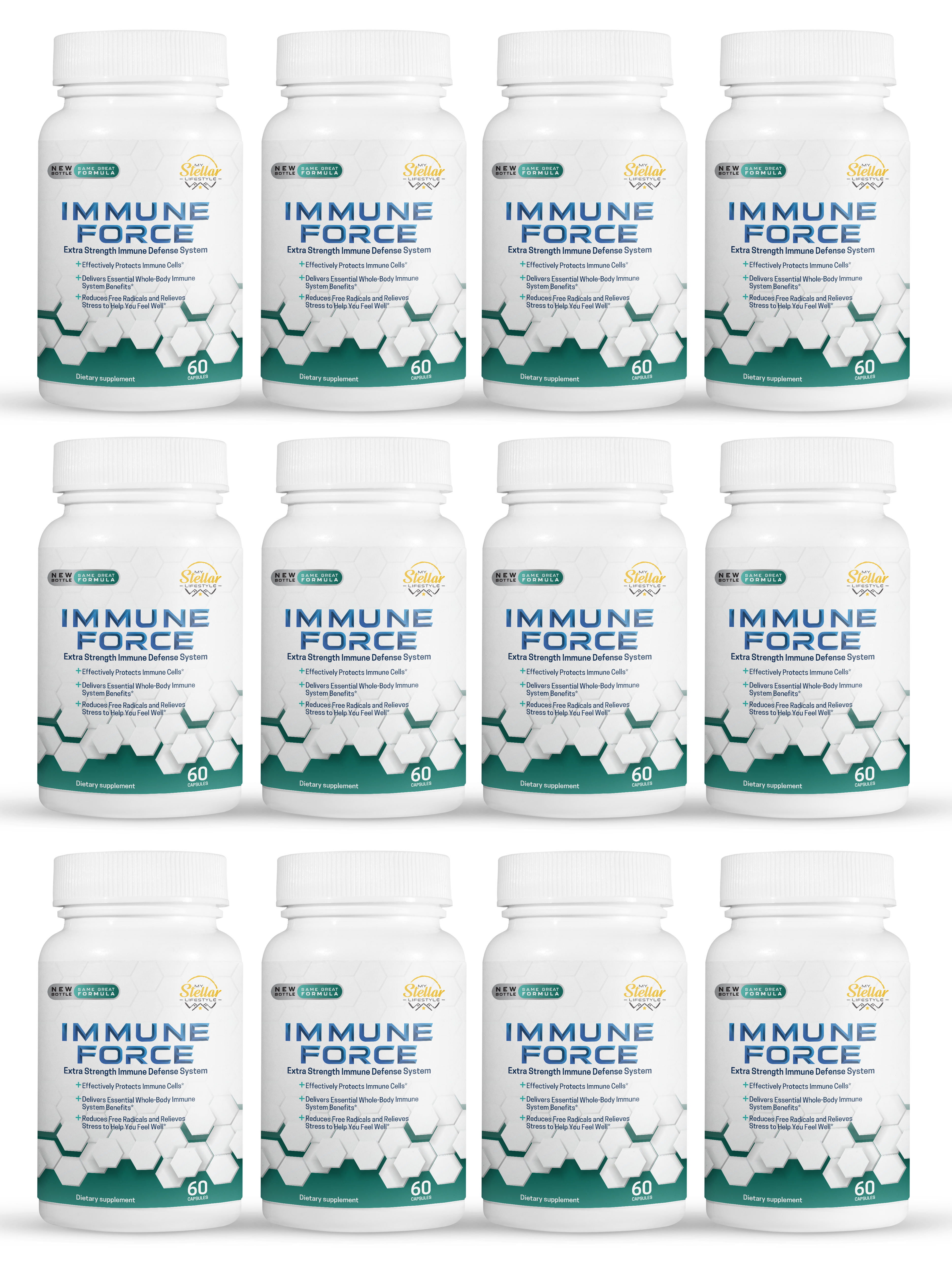 12 Pack Immune Force, extra strength immune defense system-60 Capsules ...