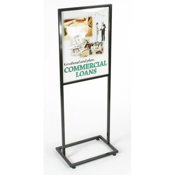 Floor Sign Holder Stand with Glossy Black Finished Metal Exterior for ...