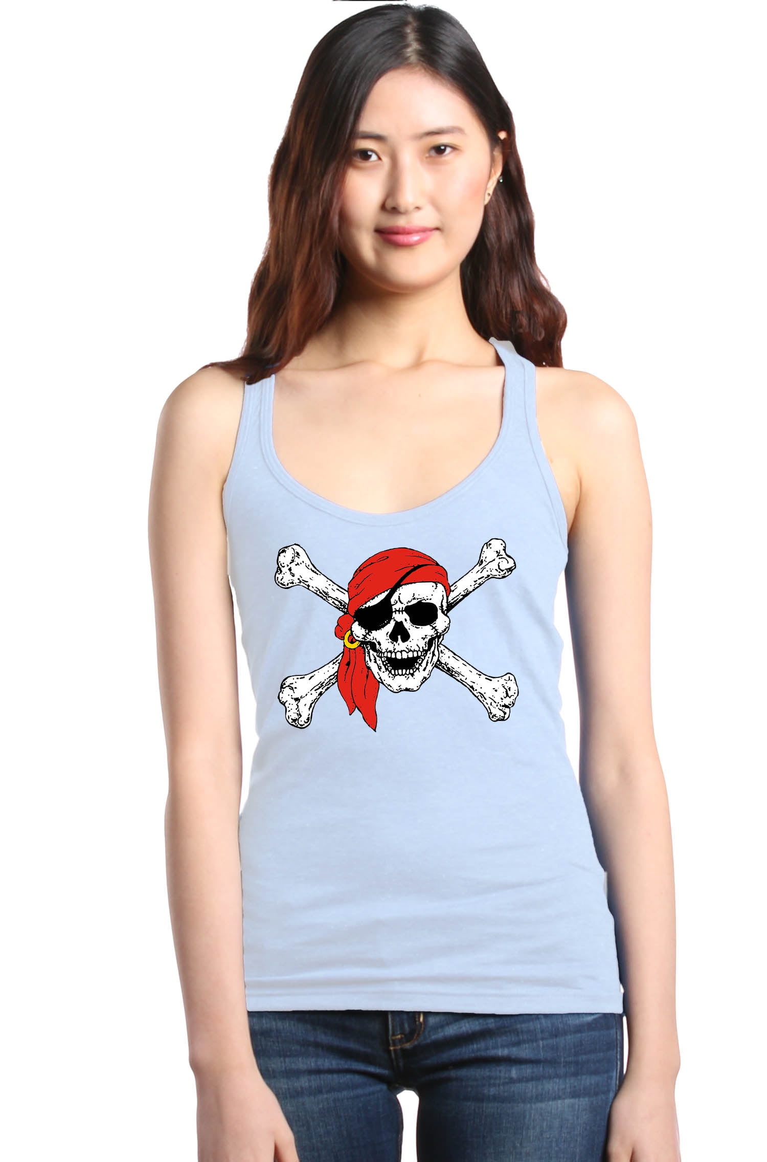 Shop4Ever Women's Skull and Crossbones Pirate Flag Racerback Tank Top ...