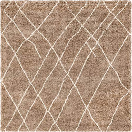Rugs.com Soft Touch Shag Collection Square Rug - 8 Ft Square Khaki Shag ...
