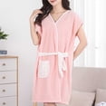 Womens Terry Home Cloth Bathrobe Short Sleeve Belted Spa Wrap Shower ...