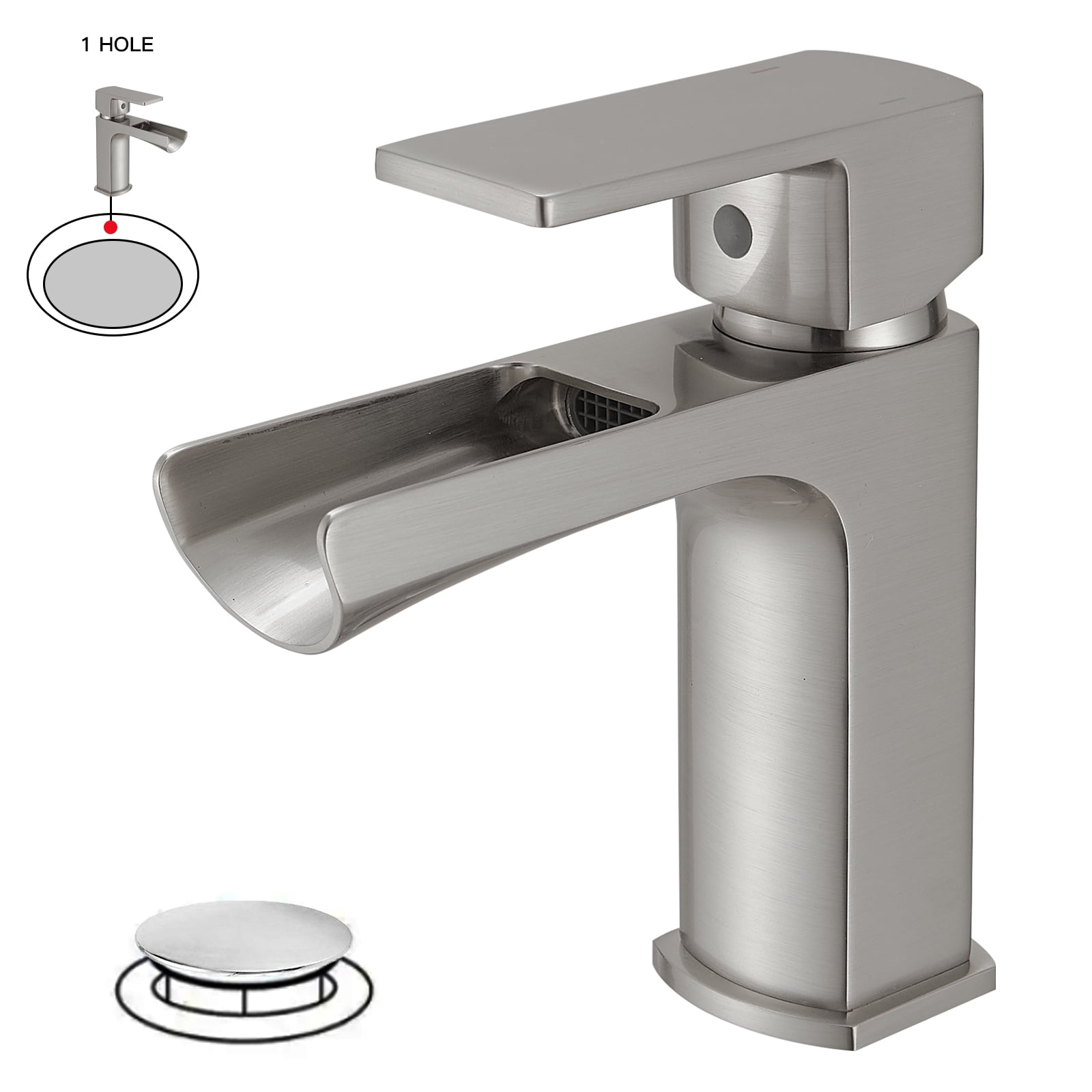 Waterfall Single Handle Single Hole Low-Arc Modern Bathroom Faucet ...