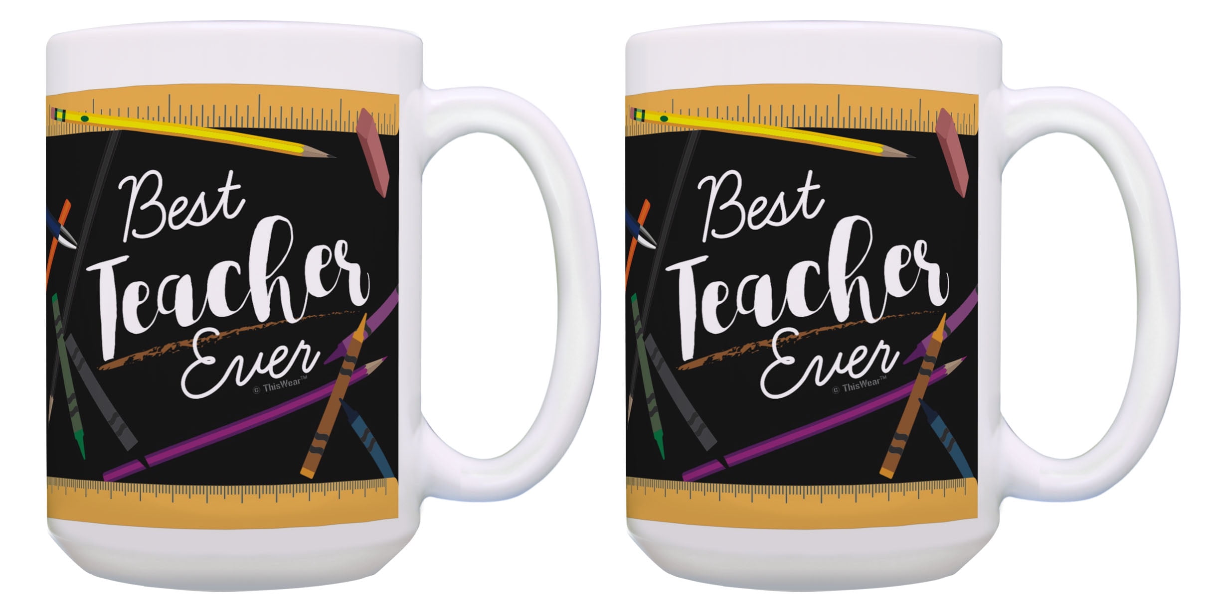 ThisWear Best Teacher Mugs Best Teacher Ever Ruler Mugs Educator Gifts ...