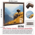 2D Flat, 1pc 8x8 Inch Wood Framed Wall Art, Featuring a Bison Standing ...