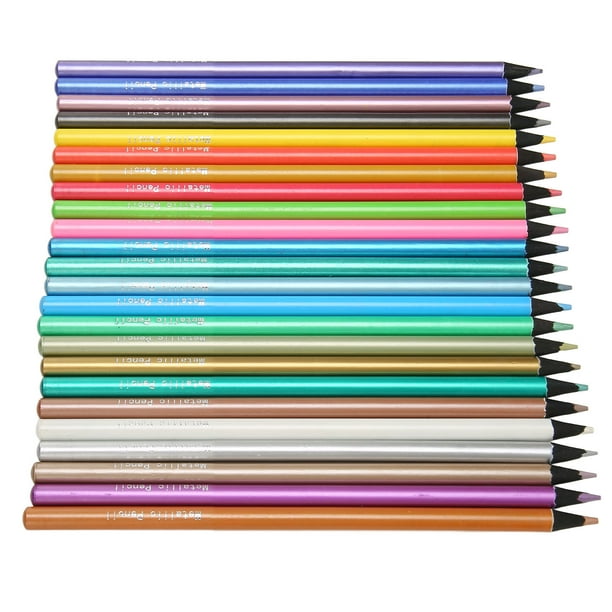 Colored Pencils, Wooden Barrel Artist Colored Pencils 24 Color Metallic ...