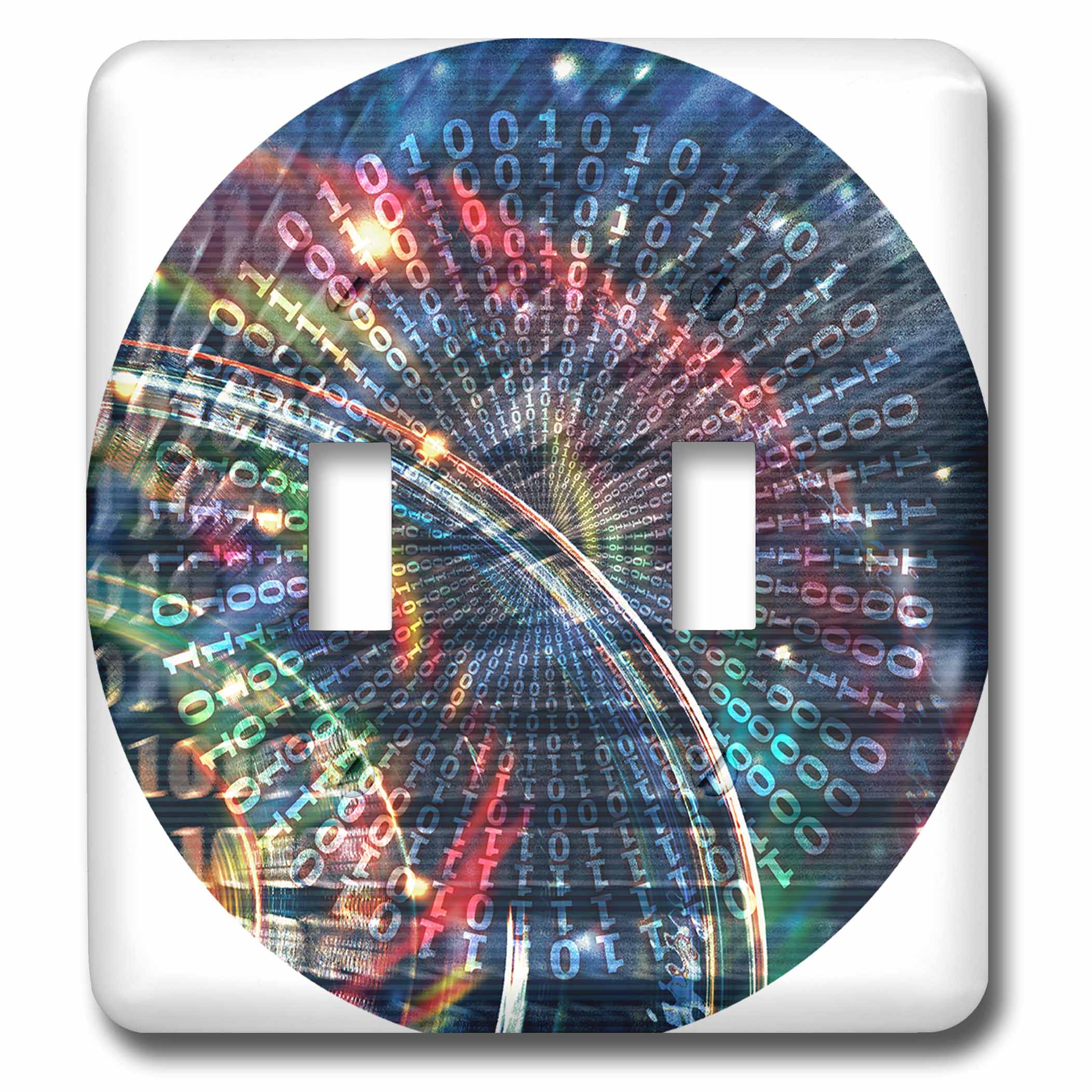 3dRose Cyberspace 0101010 ֠blue binary code - Double Toggle Switch (lsp ...