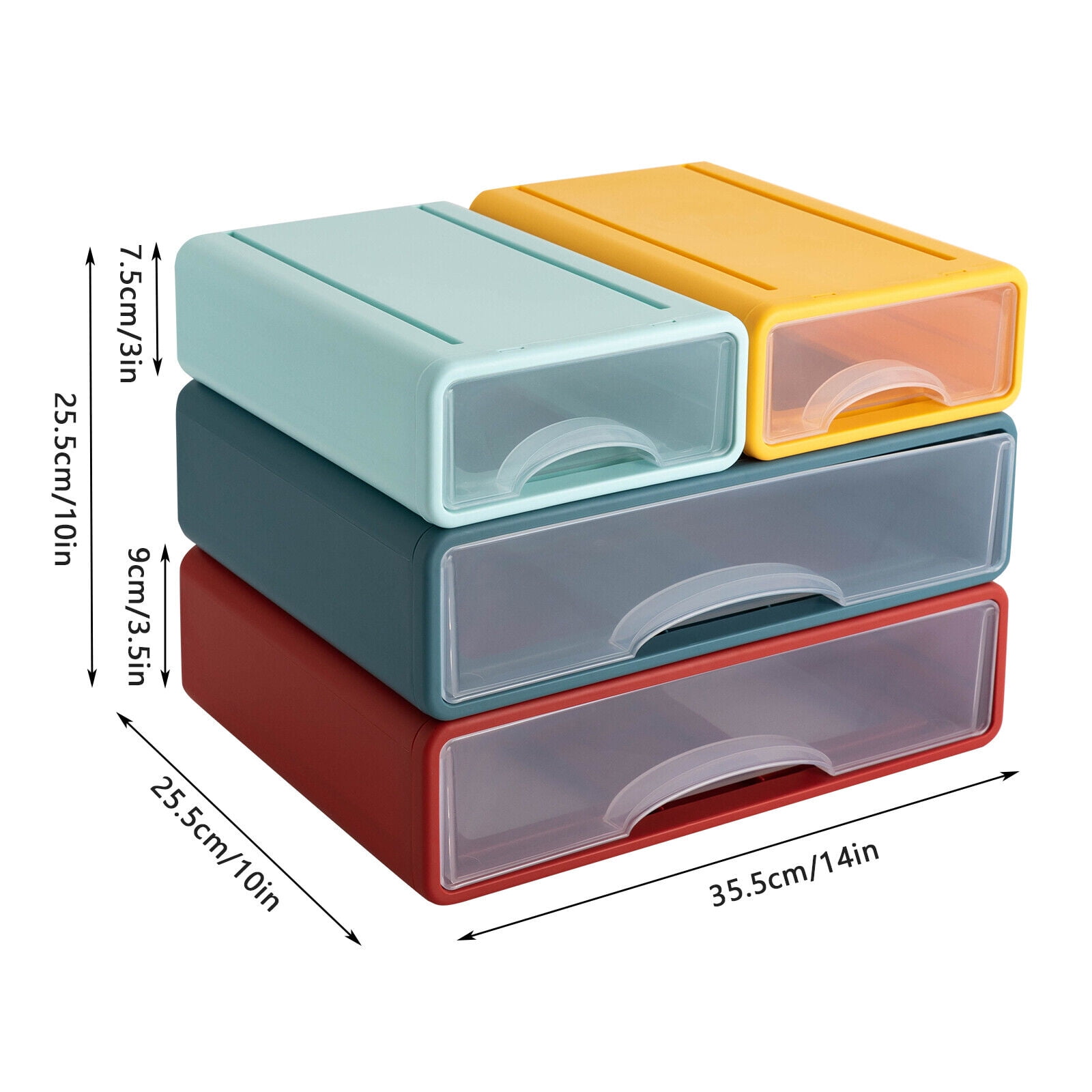 Miumaeov Stackable Desk Organizer Plastic Desk Storage Drawers Multi ...