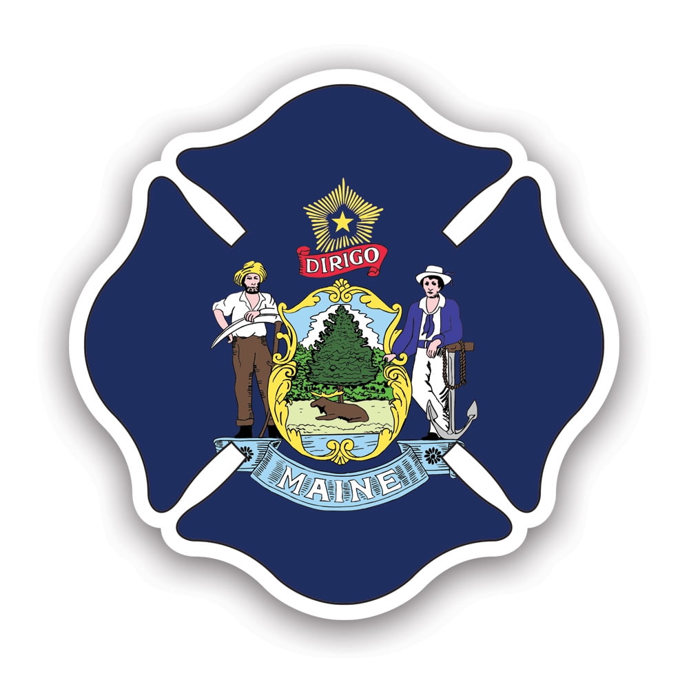 Maine State Maltese Cross Shaped Sticker Decal - Self Adhesive Vinyl ...