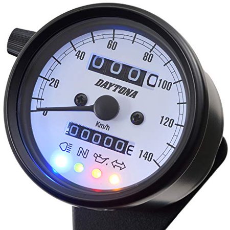 Daytona Motorcycle Mechanical Speedometer Black Body / White Panel ...