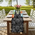Black Flowers Burlap Cotton Table Runner 13x70 Inches Long, Farmhouse ...