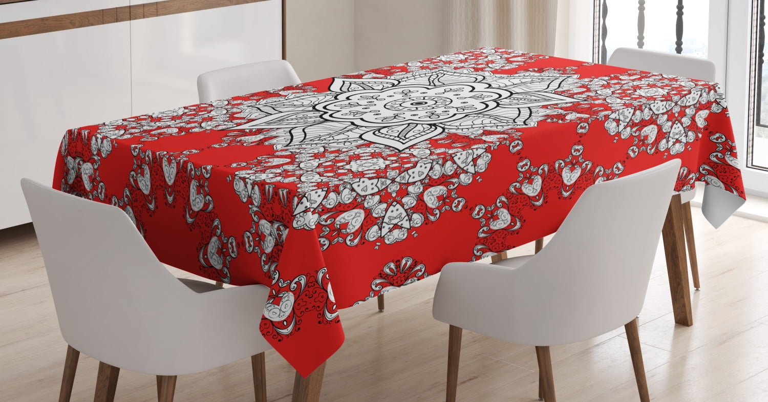Ambesonne Mandala Tablecloth Rectangular Table Cover, Psychedelic ...