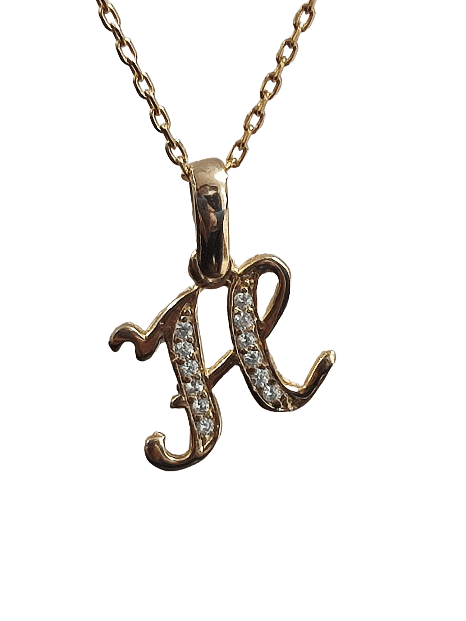cadena con dije de inicial letra H, chapa de oro de 18 kilates ...