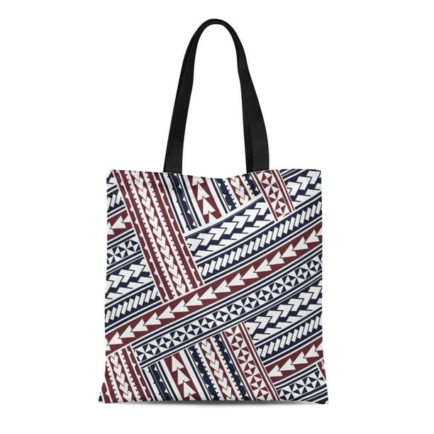 POGLIP Canvas Tote Bag Blue Pattern Maori Tribal Aboriginal Curl ...