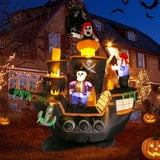 7FT Halloween AirBlown Inflatable Skeleton Ghosts on Pirate Ship ...