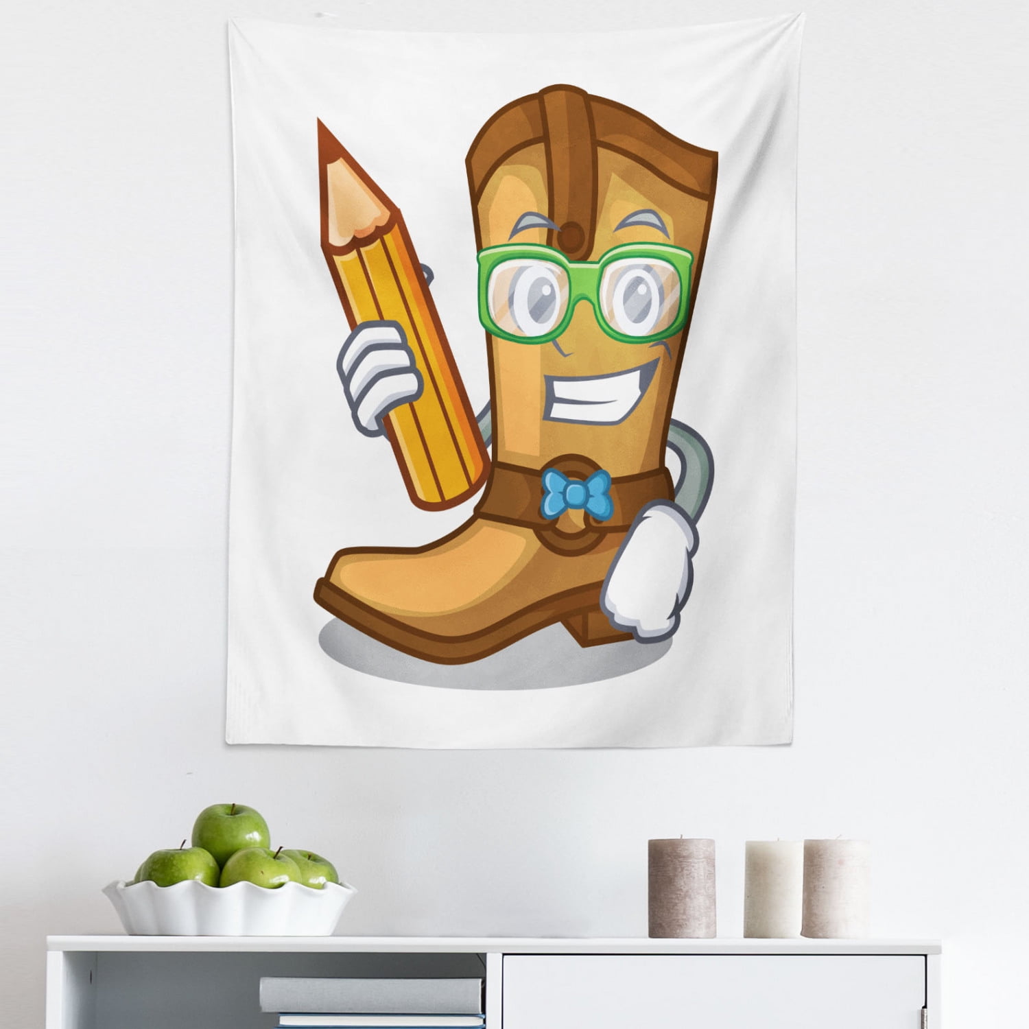 Nerd Tapestry, Smiling Cowboy Boot Student Back to Pen Glasses and ...
