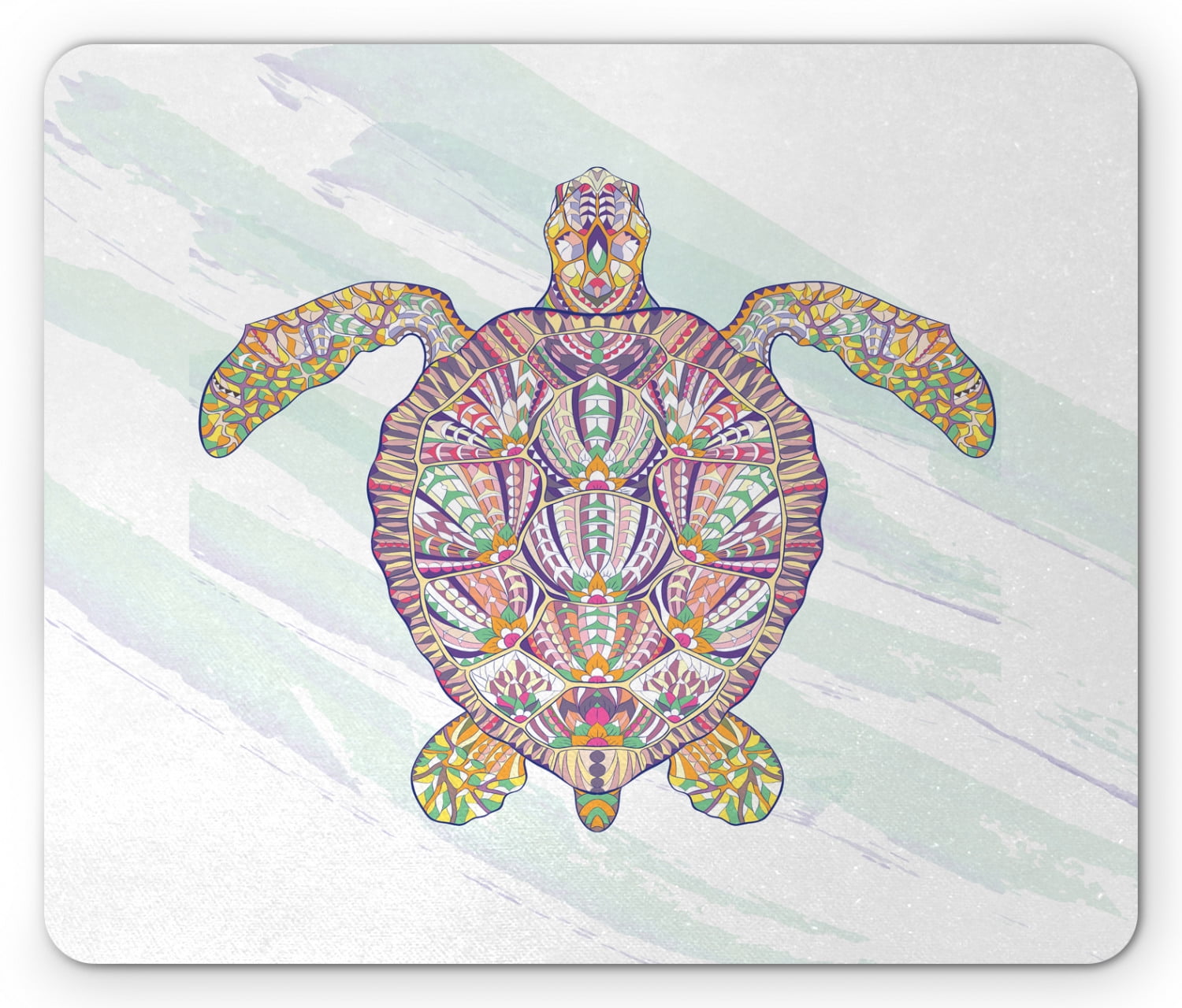 Ethnic Mouse Pad, Motifs on a Shell of a Sea Turtle Colorful Floral ...
