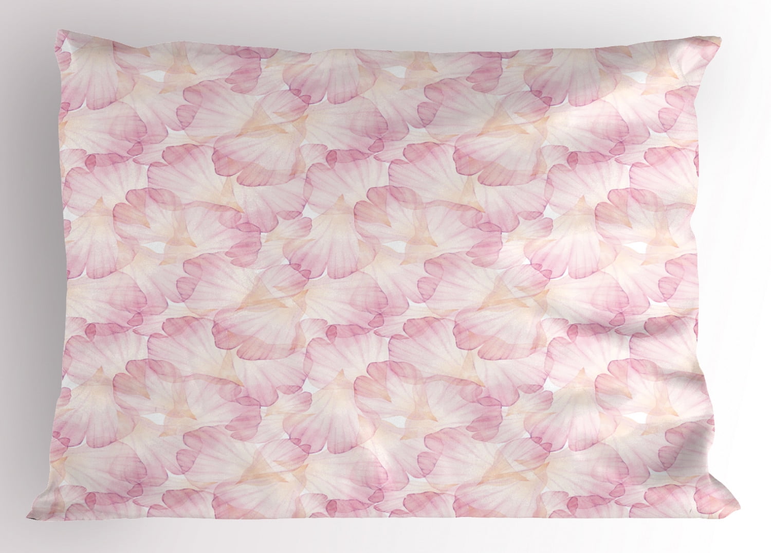 Pastel Pillow Sham Soft Pink Flower Petals Watercolor Painting Style ...