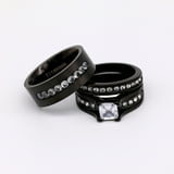 Black Matching Rings His Her Rings Couple Rings 1CT CZ Women Wedding ...