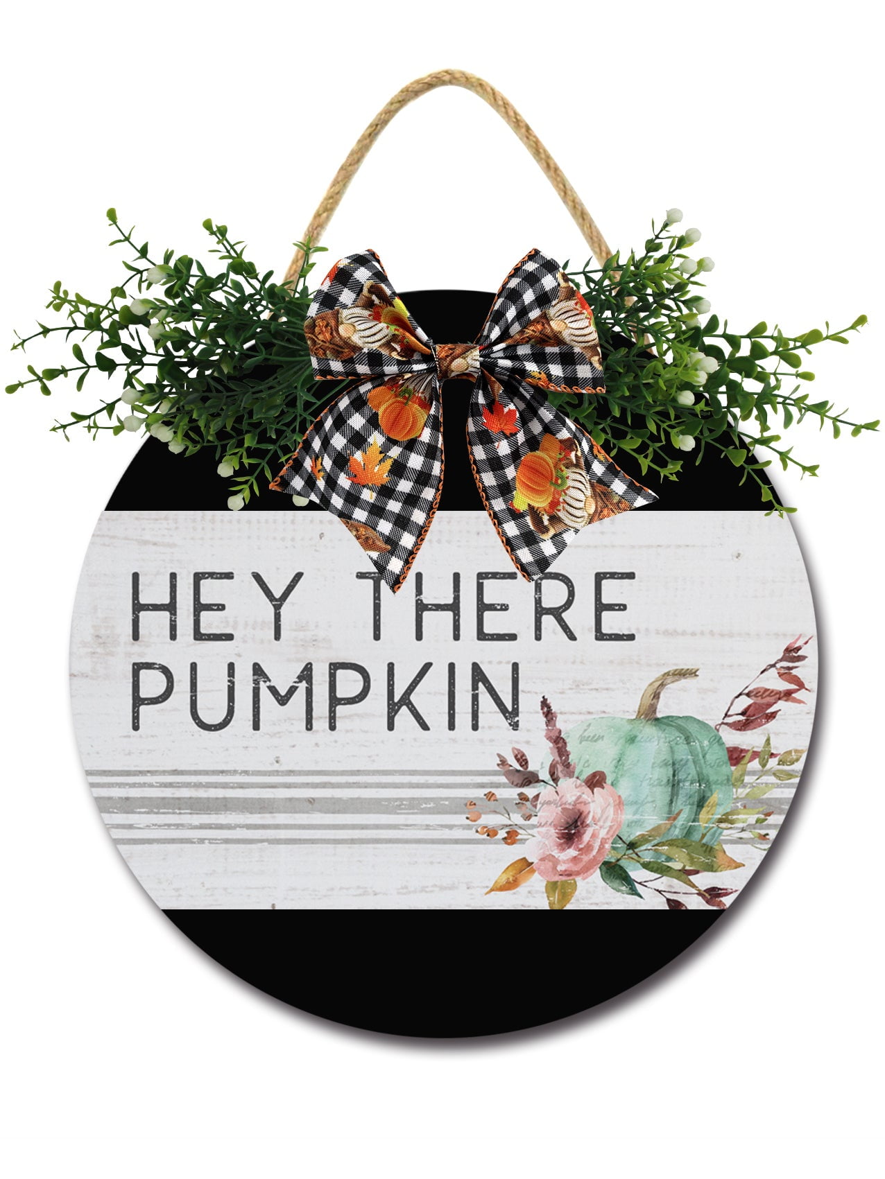 Hey There Pumpkin Sign Front for Door Decoration, 11 in Round Wood ...