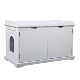 Pefilos 37" Enclosed Litter Box Enclosure Hidden Cat Washroom Bench,Cat ...