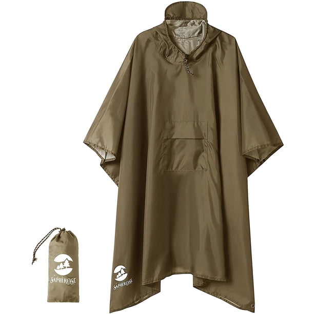 SaphiRose Hooded Rain Poncho Waterproof Raincoat Jacket for Adults ...