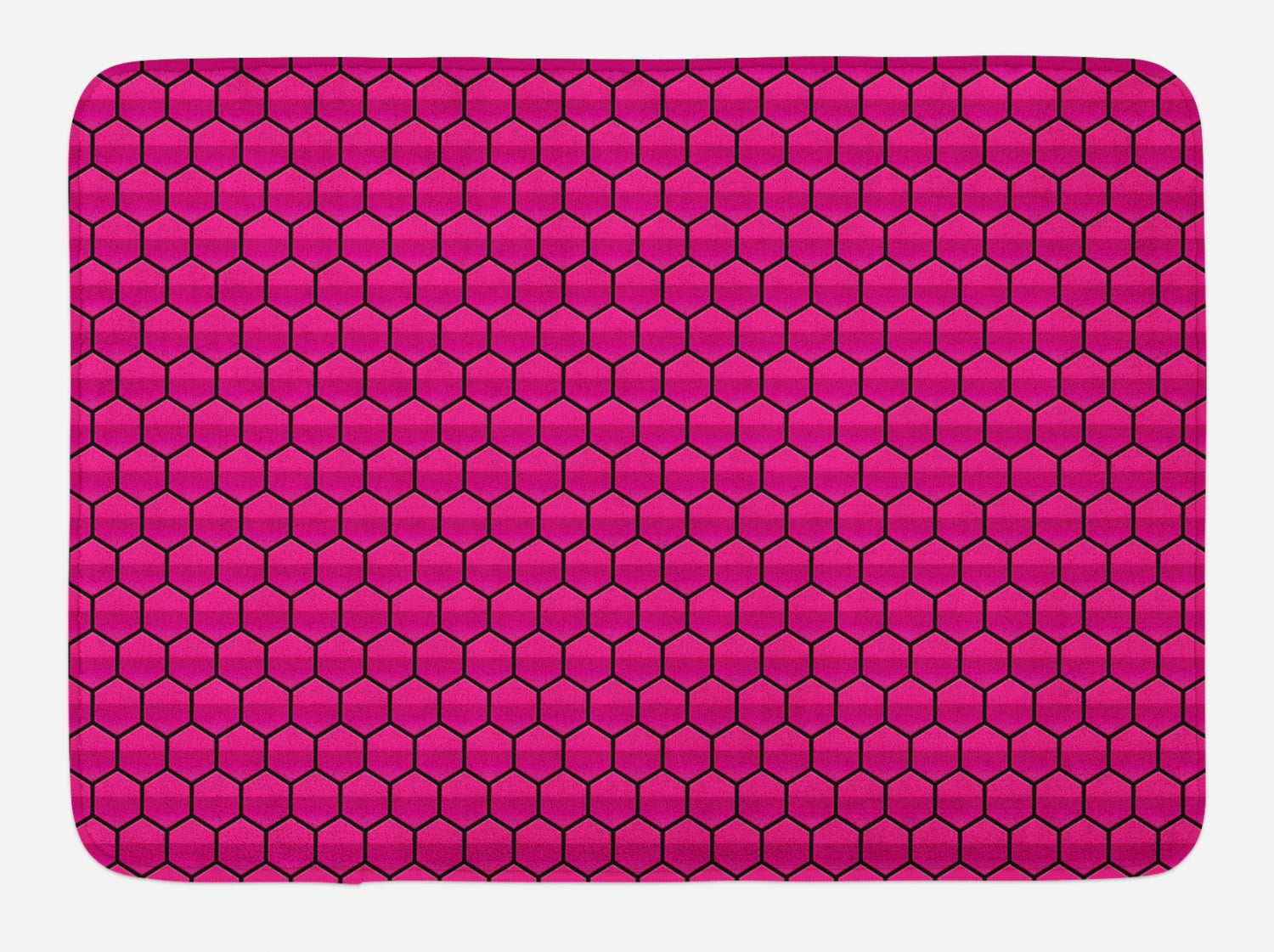 Hot Pink Bath Mat, Honeycomb Pattern Nature Inspired Design with ...