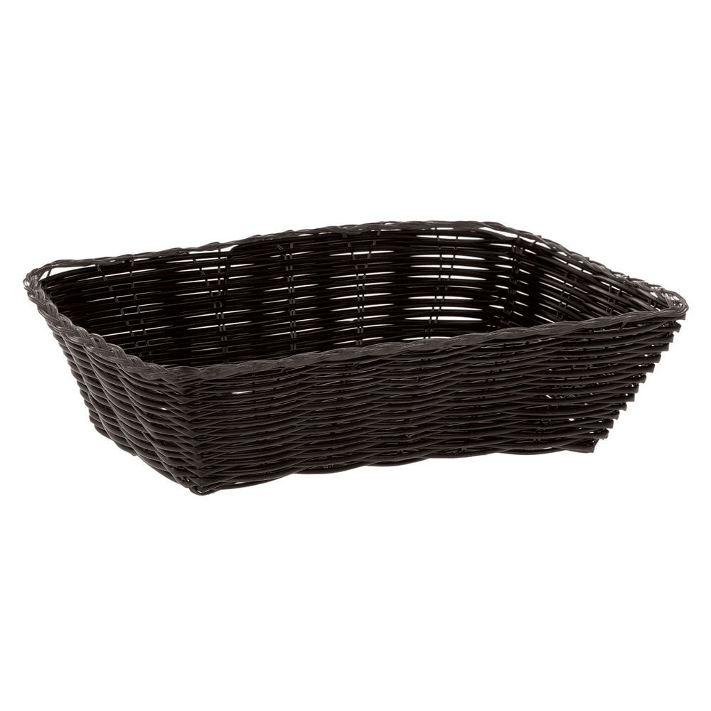 HUBERT® Bread Basket Rectangular Black Woven Plastic - 9 3/4"L x 6 3/4 ...