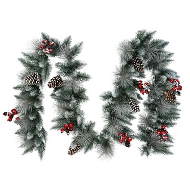 Collections Etc Lighted Christmas Frosted Pine Garland - Walmart.com