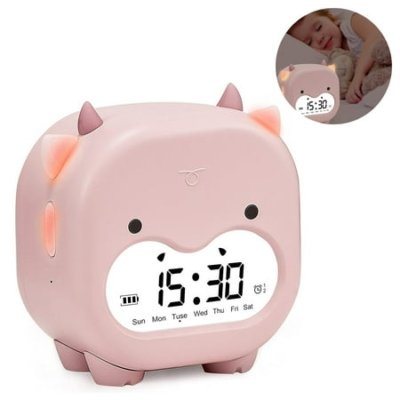 Kids Alarm Clock, Cute Digital Alarm Clock for Kids, Rechargeable Kids ...