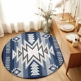 Bohemia Aztec Area Rug, Blue Geometric Country Farmhouses Tribe Non ...