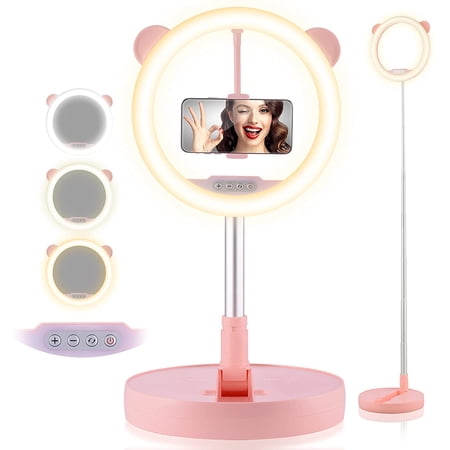 Ring Light with Stand 10'' Foldable Ring Light for YouTube, Makeup ...
