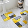 Abstract Street Art Bathroom Rugs Set Yellow Grey Color Stitching Non ...